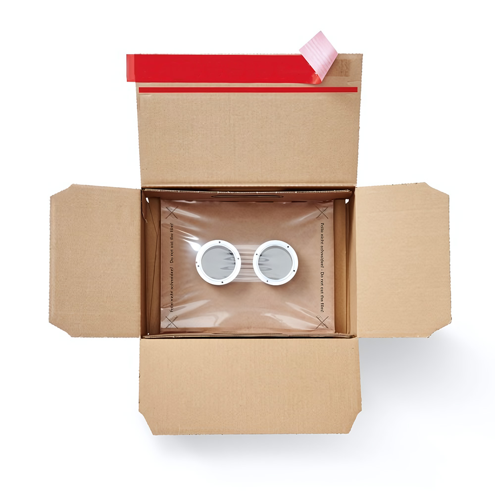 Boîte carton à calage par suspension pour colis postal sécurisé