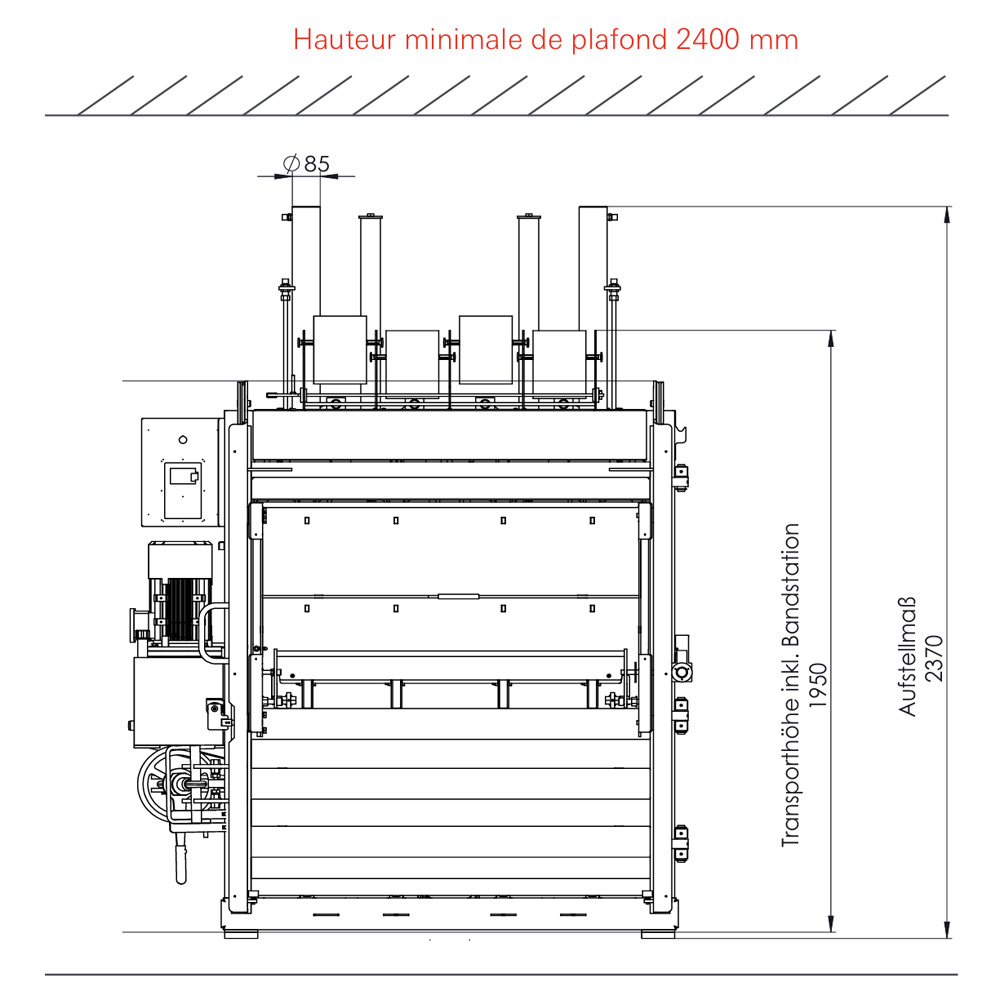 Presse à balle industrielle pour grands cartons - 1195x540x780 mm